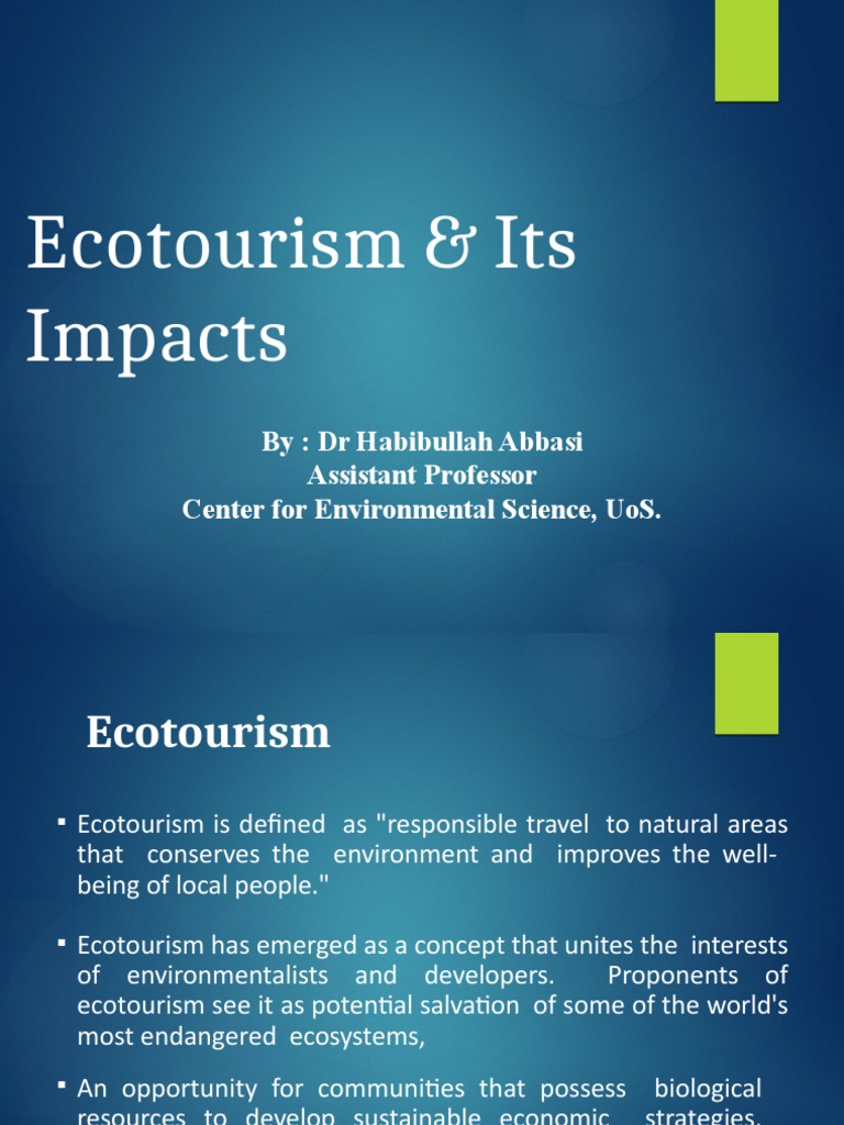 Ecotourism and Its Impacts | PDF | Sustainability | Environmental ...