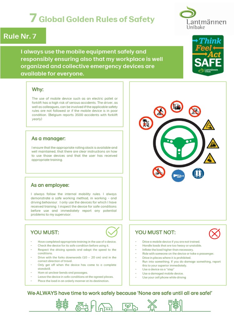 7 Global Golden Rules of Safety - Rule 7 - Vehicles, Mobile Equipment ...