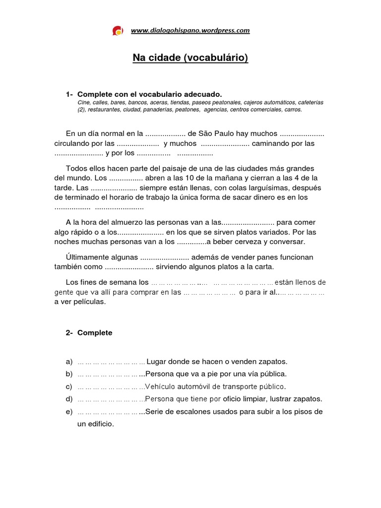 En La Ciudad Ejercicios | PDF | Peatonal | Transporte