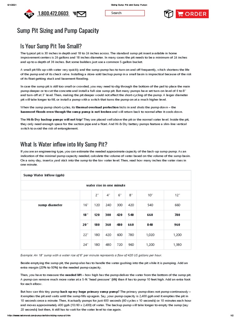 Sizing Sump Pits and Sump Pumps | PDF