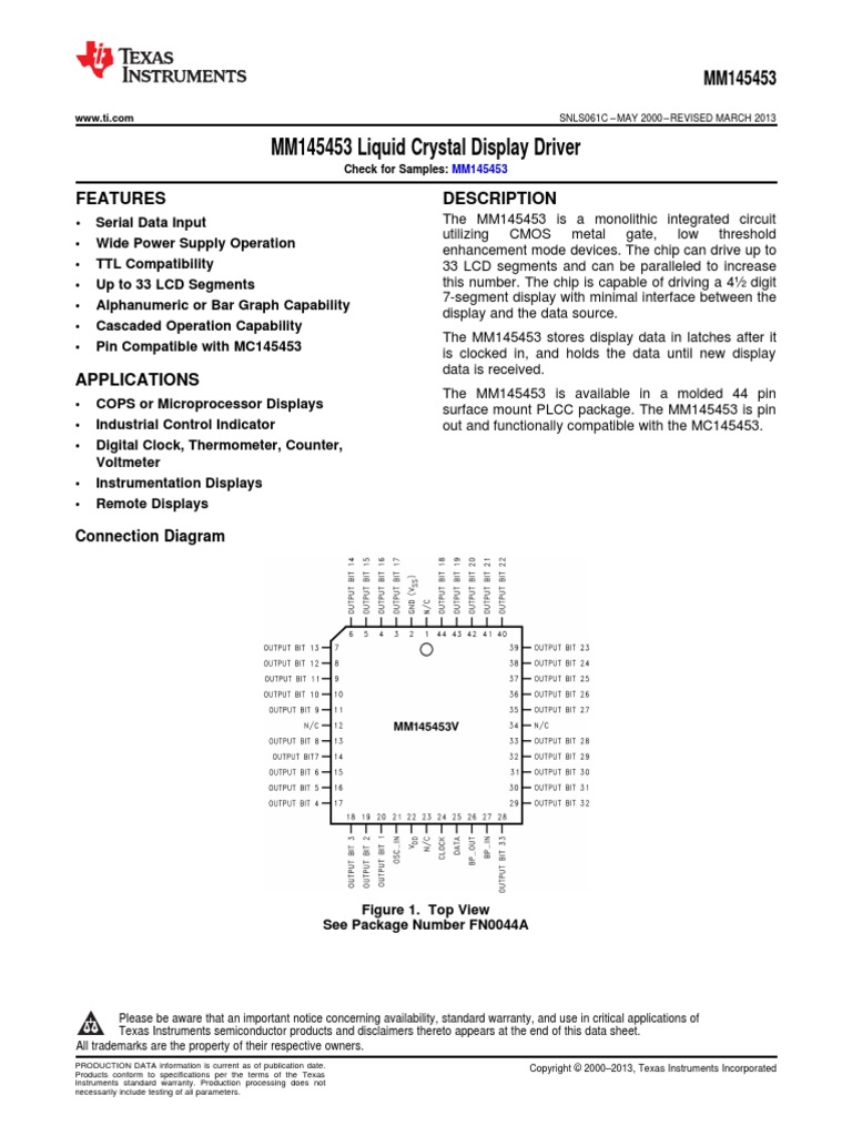 mm145453MM145453 Liquid Crystal Display Driver | PDF