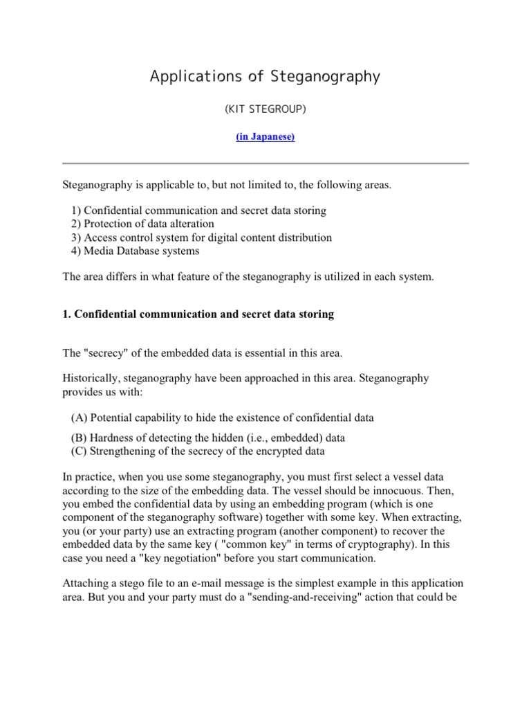 Applications of Steganography | PDF | Computer Data | Information Age