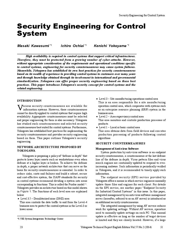 Yokogawa's Security Engineering Insights | PDF | Server (Computing ...