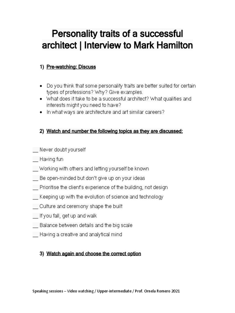 Traits of a Successful Architect | PDF | Psychological Concepts | Human ...