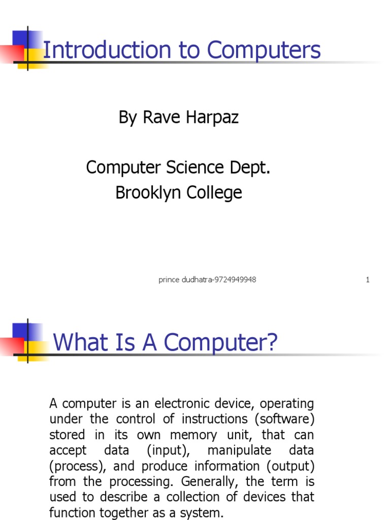 Introduction To Computers: by Rave Harpaz Computer Science Dept. Brooklyn College | PDF ...