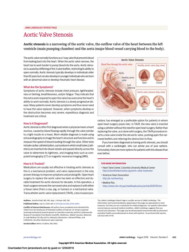 Aortic Valve Stenosis by JAMA Cardiology | PDF | Heart Valve | Heart