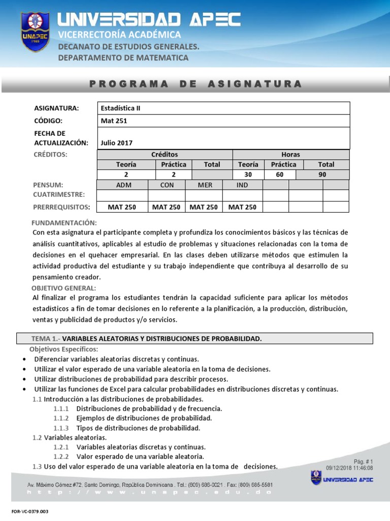 Programa De Mat 251 Pdf Teoría De La Estimación Muestreo