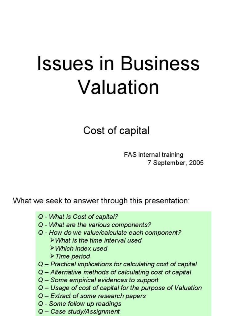 Issues in Business Valuation | PDF | Cost Of Capital | Standard Deviation