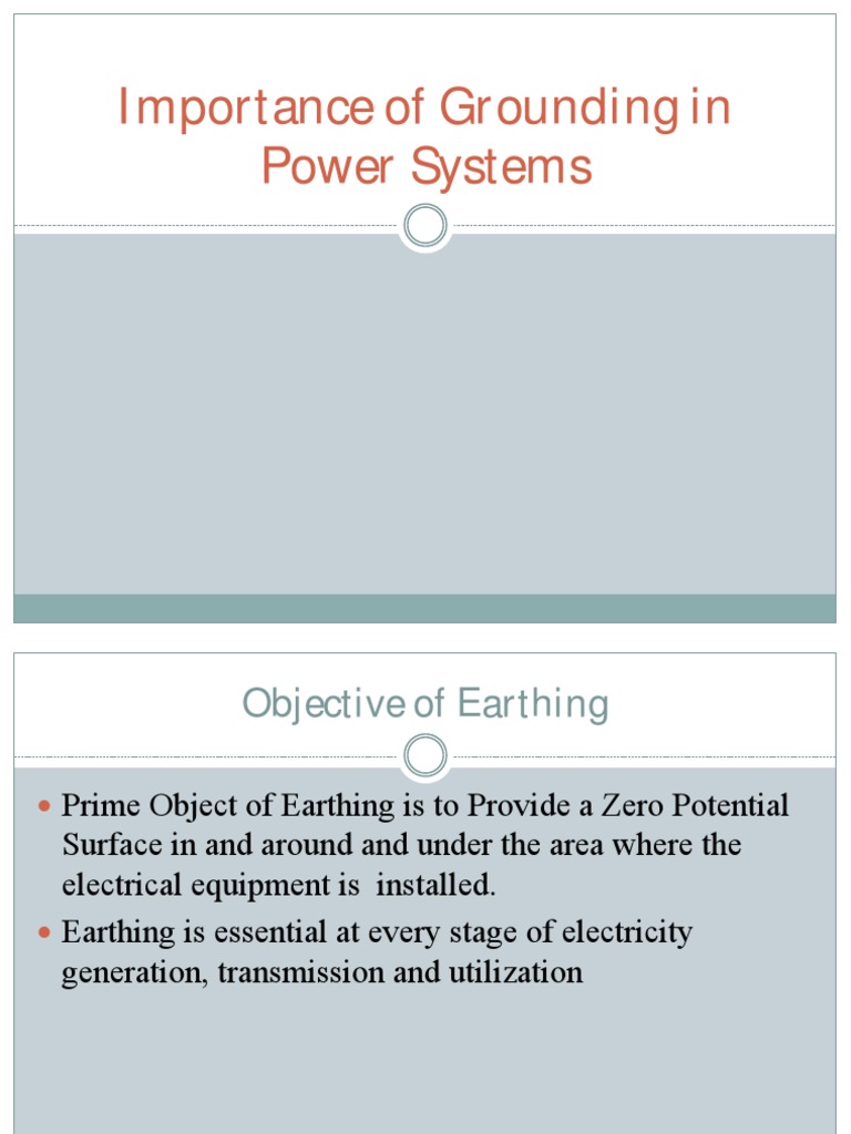 Importance of Grounding in Power Systempdf Manual On Earthing of Ac ...