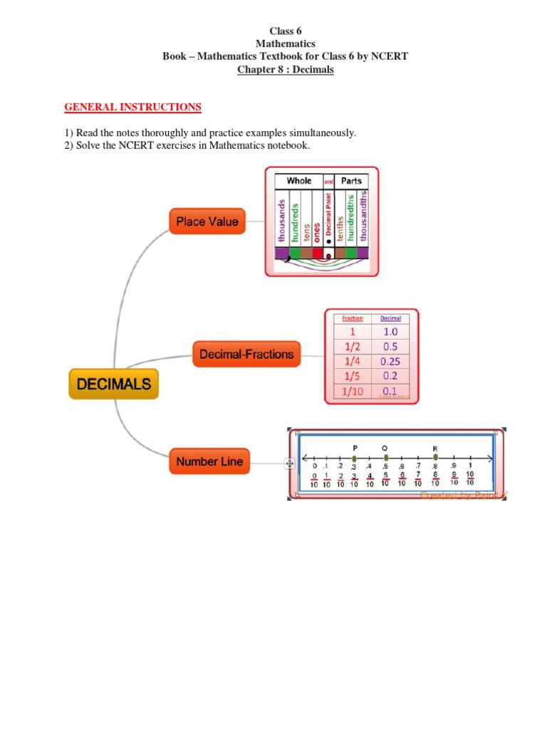 6 Mathematics Decimals Notes | PDF | Numbers | Decimal