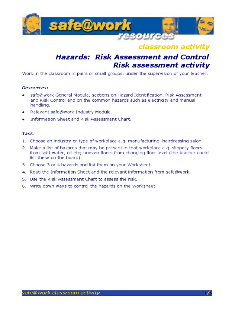 Hazard Risk Assessment Activity | PDF | Hazards | Risk