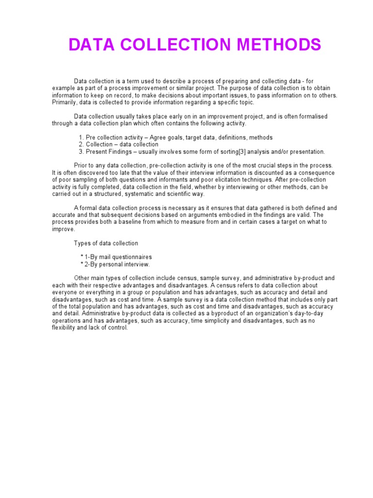 Data Collection Methods | PDF | Quantitative Research | Questionnaire