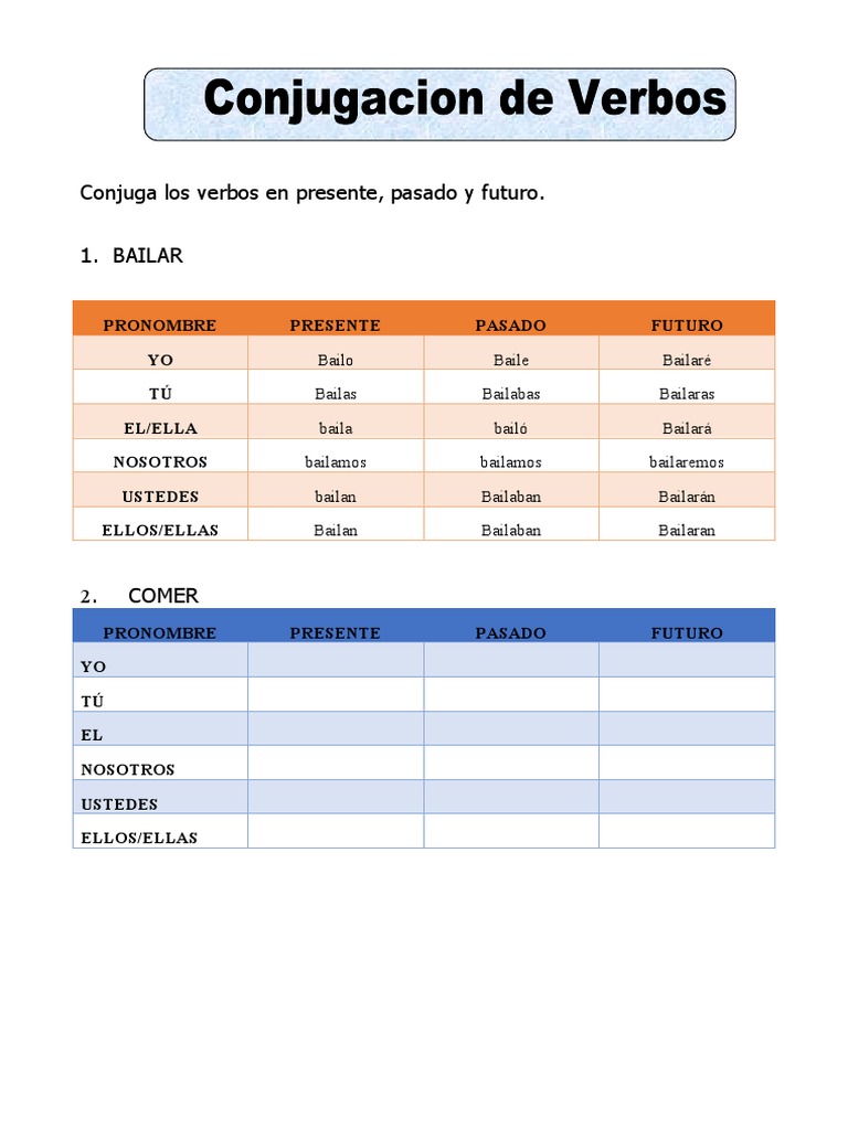 Ficha De Conjugacion De Verbos Para Segundo De Primaria PDF, 46% OFF