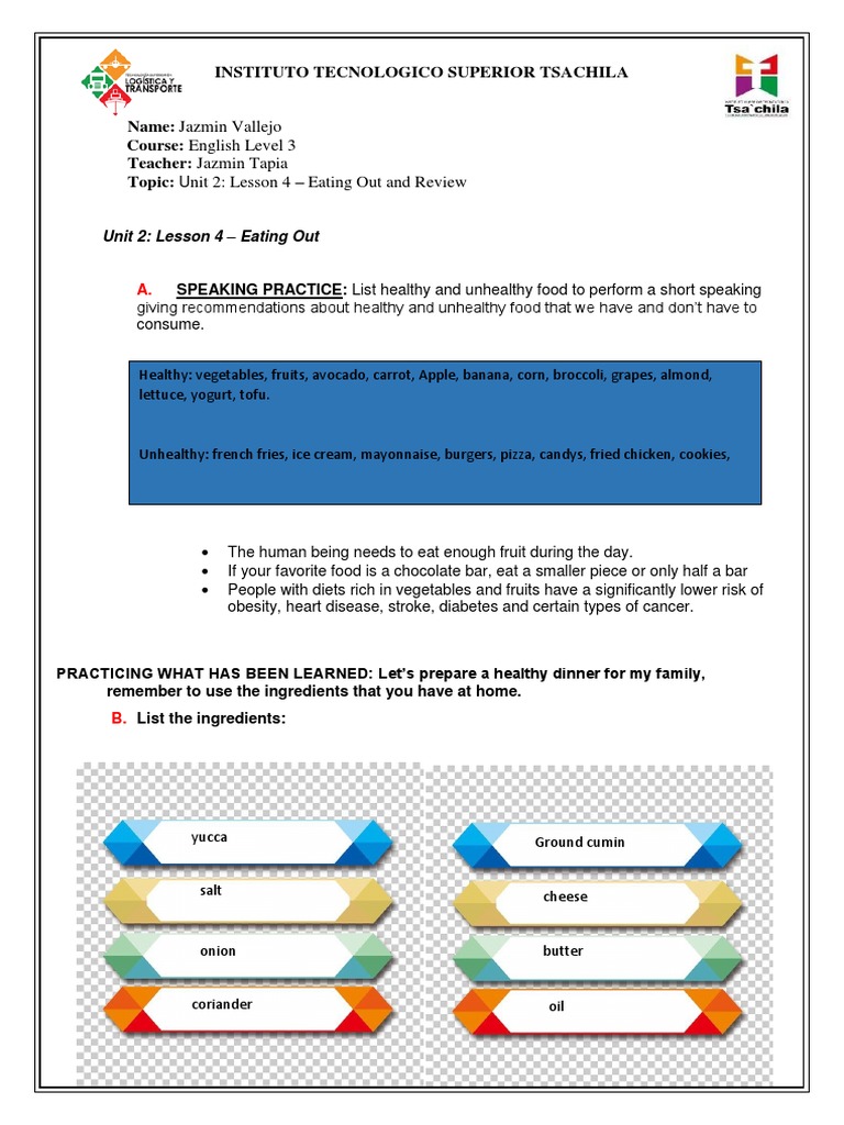 Lesson 4 Eating Out and Review | PDF | Fruit | Foods