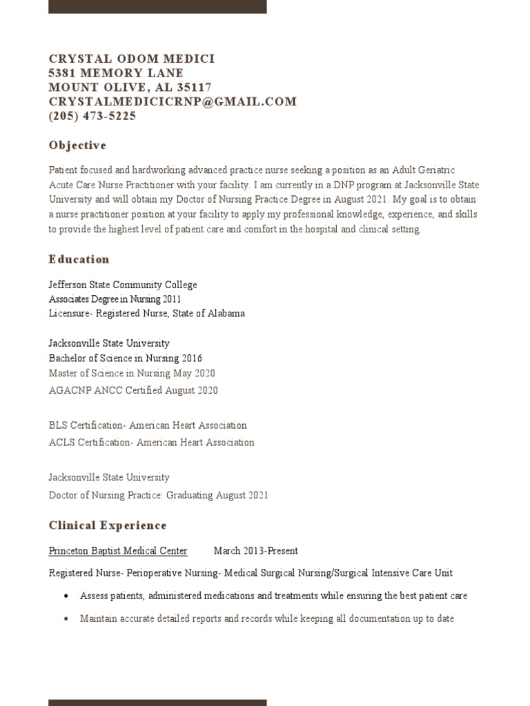 Crystal Medici Resume 2021 | PDF | Nursing | Nurse Practitioner