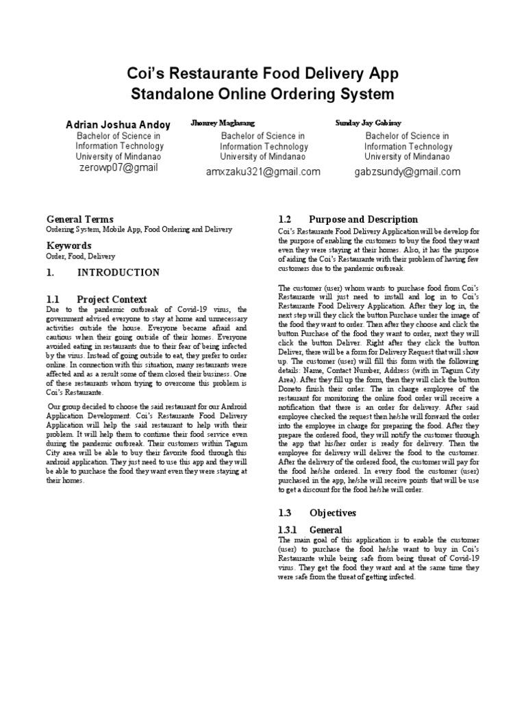 Coi's Restaurante Food Delivery App Standalone Online Ordering System | PDF | Android (Operating ...