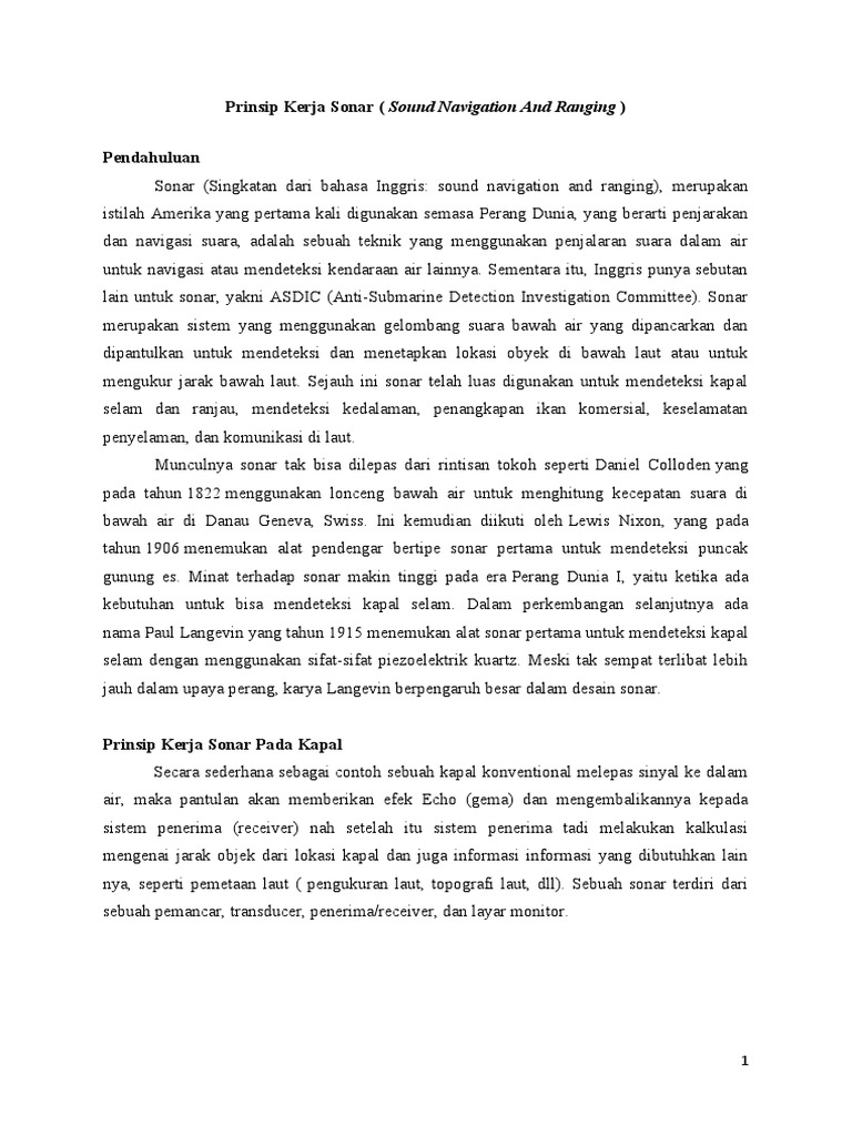 Prinsip Kerja Sonar Pdf