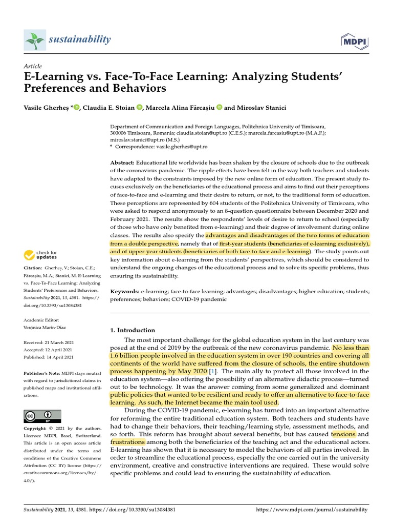 Article - Elearning Vs F2F Learning - Research | PDF | Educational ...