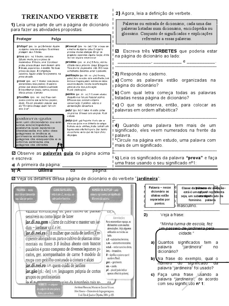 Verbete Atividade | PDF | Dicionário | Palavra