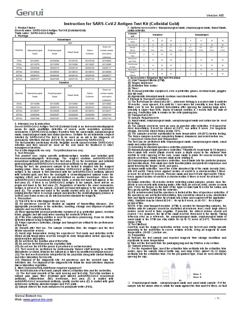 SARS-CoV-2 Antigen Instruction-CE (4 Sample Types) | PDF | Pneumonia ...
