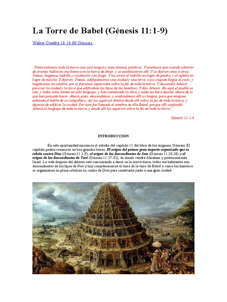 Torre de Babel Segun Genesis | PDF | Alfabeto | Lengua griega