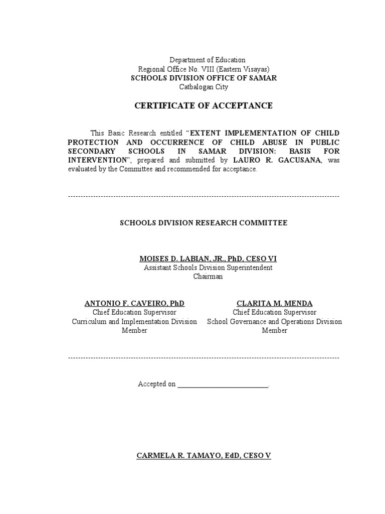 Acceptance and Approval Sheet | PDF | Further Education