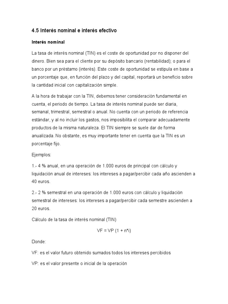 Interes Nominal y Efectivo | PDF | Tasas de interés | Interés