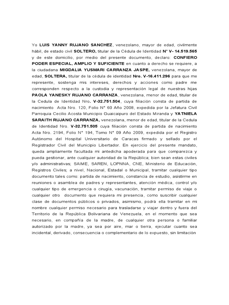 Poder Especial Amplio y Suficiente Hijas de Yanny | PDF | Gobierno