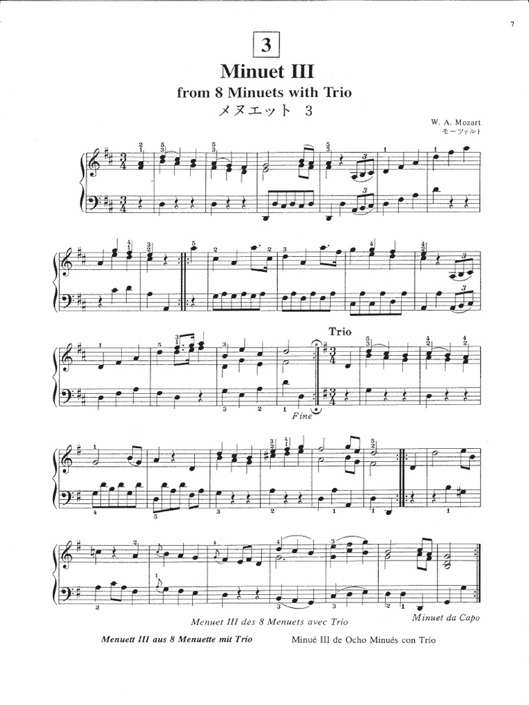 Minuet III - Mozart | PDF