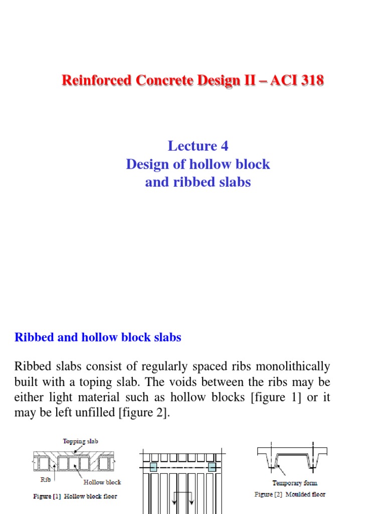 Reinforced Concrete Design II - ACI 318: Design of Hollow Block and Ribbed Slabs | PDF ...