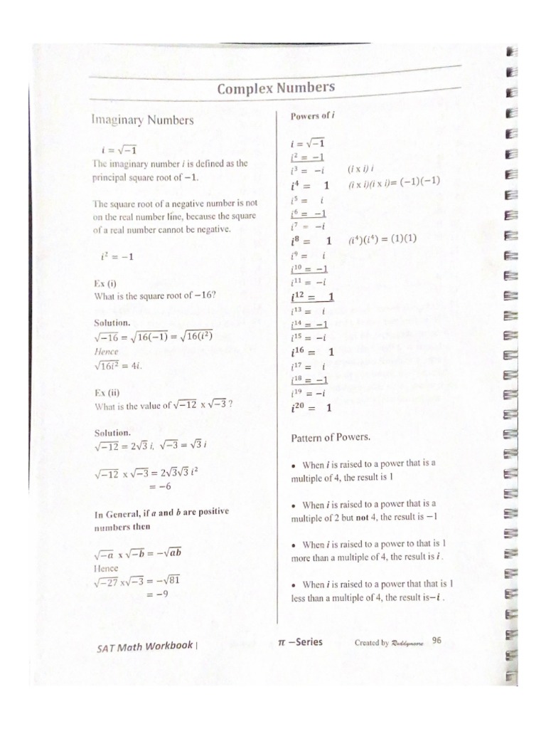 SAT Math Complex Numbers | PDF