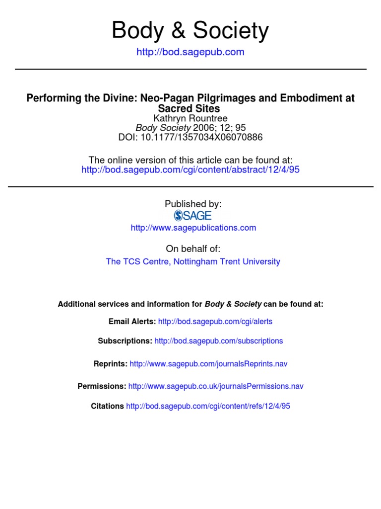 Body & Society: Sacred Sites Performing The Divine: Neo-Pagan ...