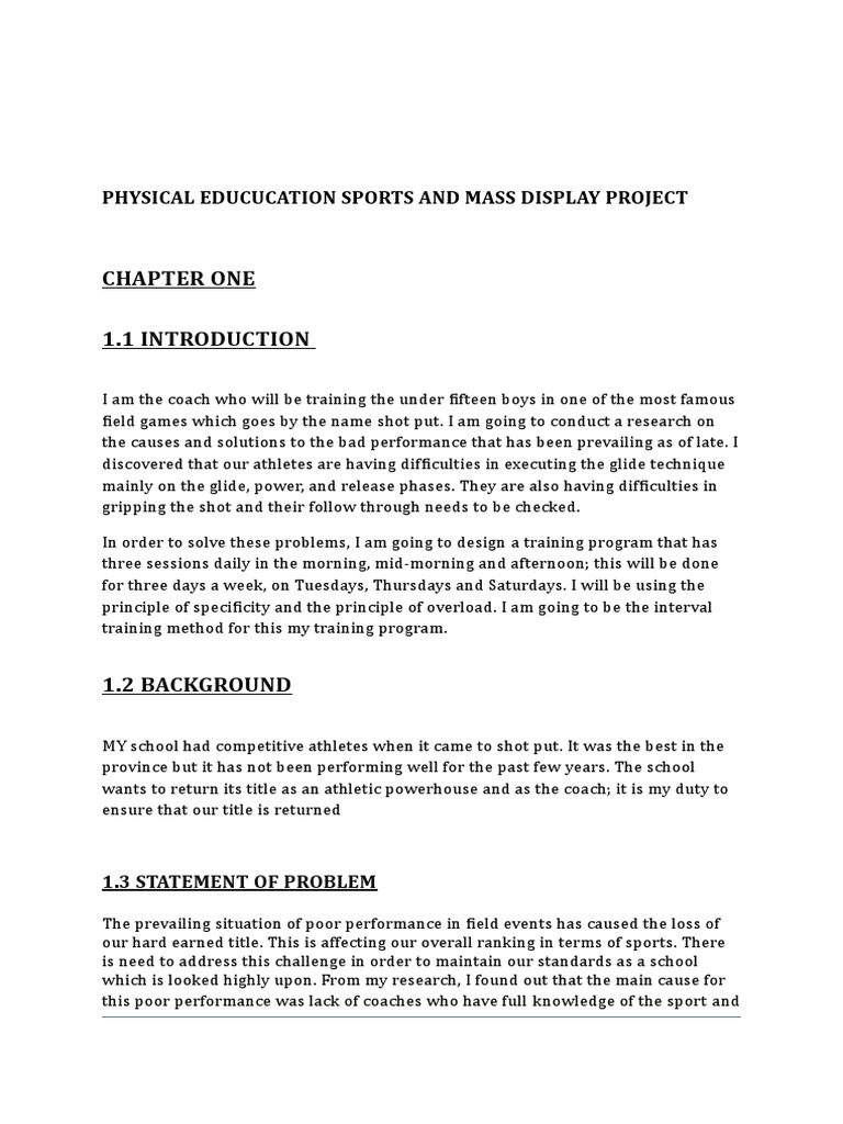 Physical Education Sports and Mass Displays Project - Martin Khumalo ...