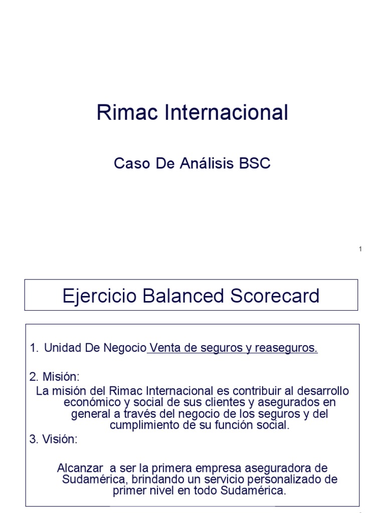 Caso - Balanced Scorecard Seguros Rimac - Internacional | PDF | Calidad (comercial) | Marketing