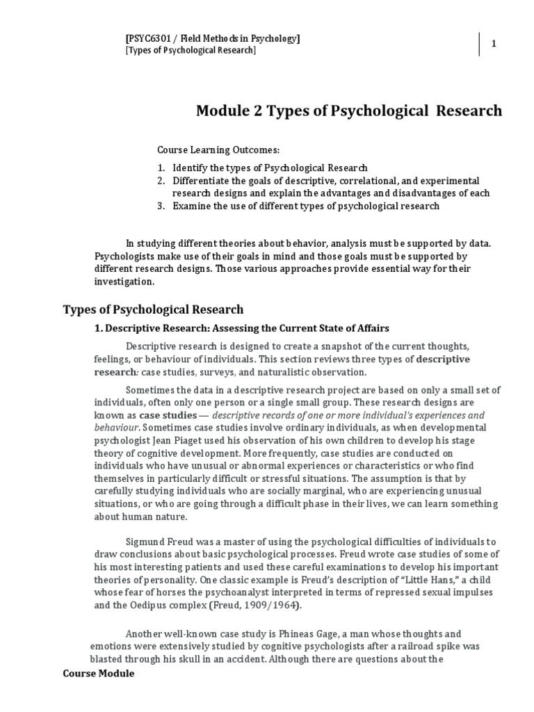 W2 Types of Psychological Research - Module | PDF | Correlation And ...