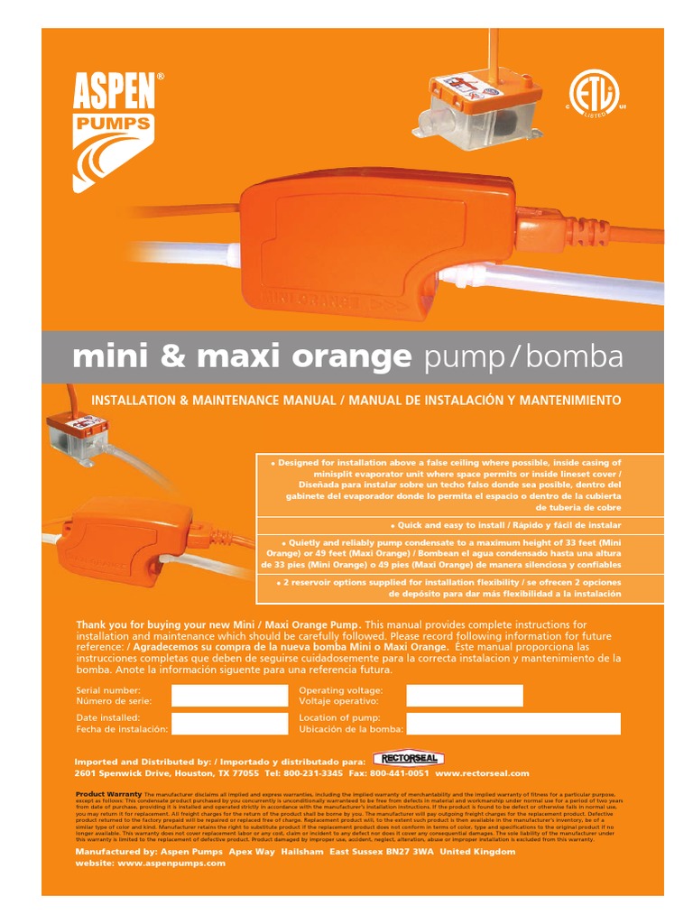 Mini & Maxi Orange Pump: / Bomba | PDF | Pump | Manufactured Goods