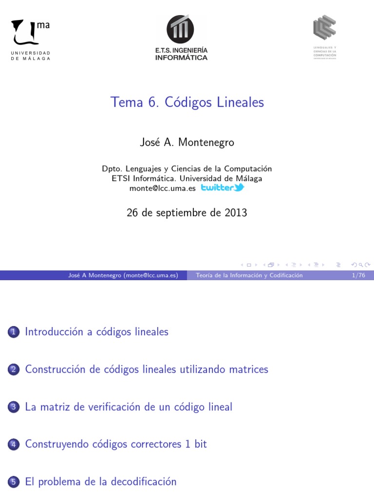 Tema 6. Códigos Lineales | PDF | Matriz (Matemáticas) | Álgebra