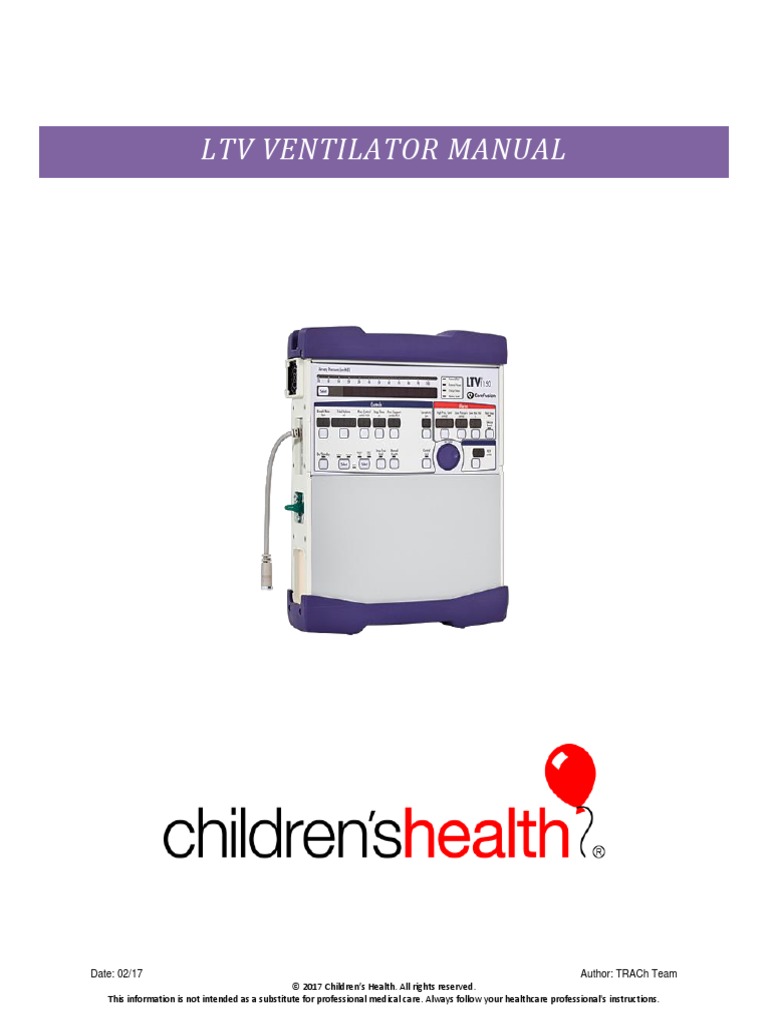 LTV Ventilator Manual | PDF | Exhalation | Breathing