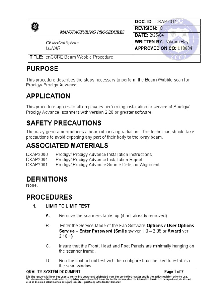 04 - Beam WobbleTest | PDF | Image Scanner | X Ray
