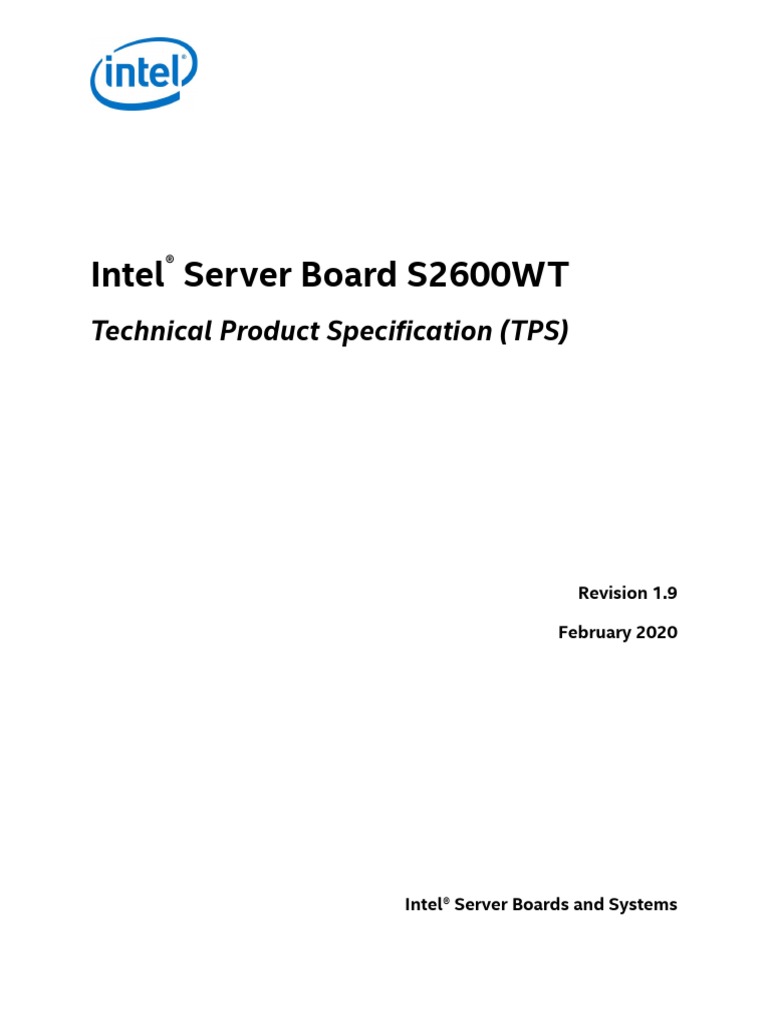 Intel Server Board S2600WT TPS | PDF | Bios | Computer Engineering