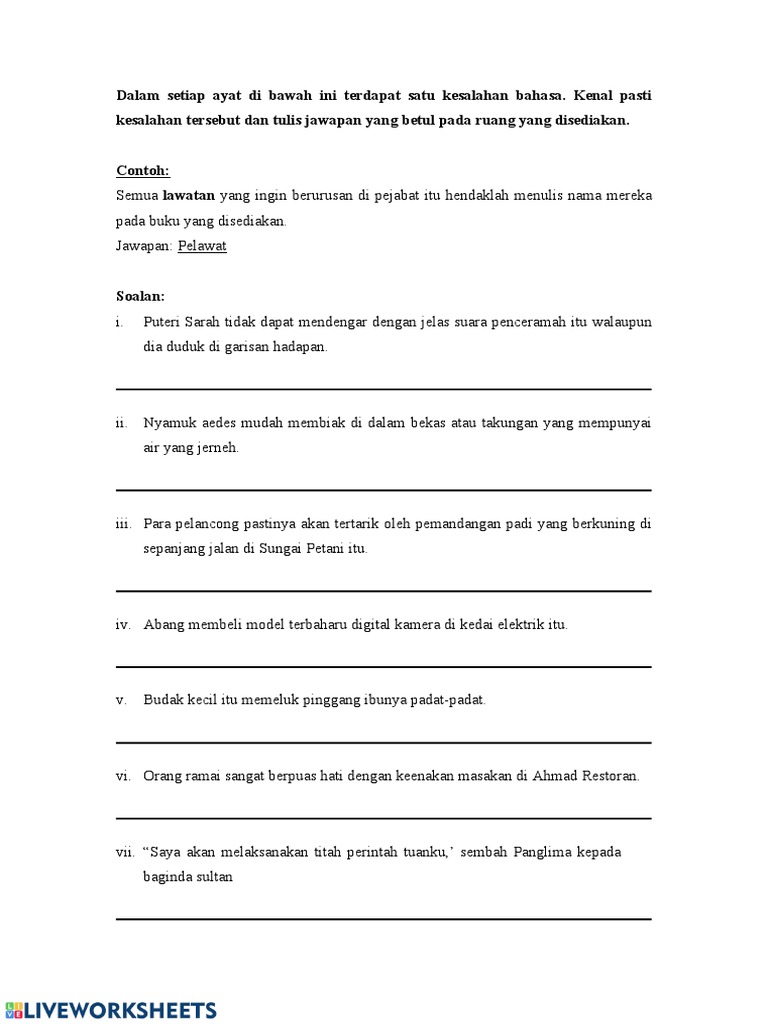 Latihan Kesalahan Bahasa | PDF | Kajian Bahasa Asing
