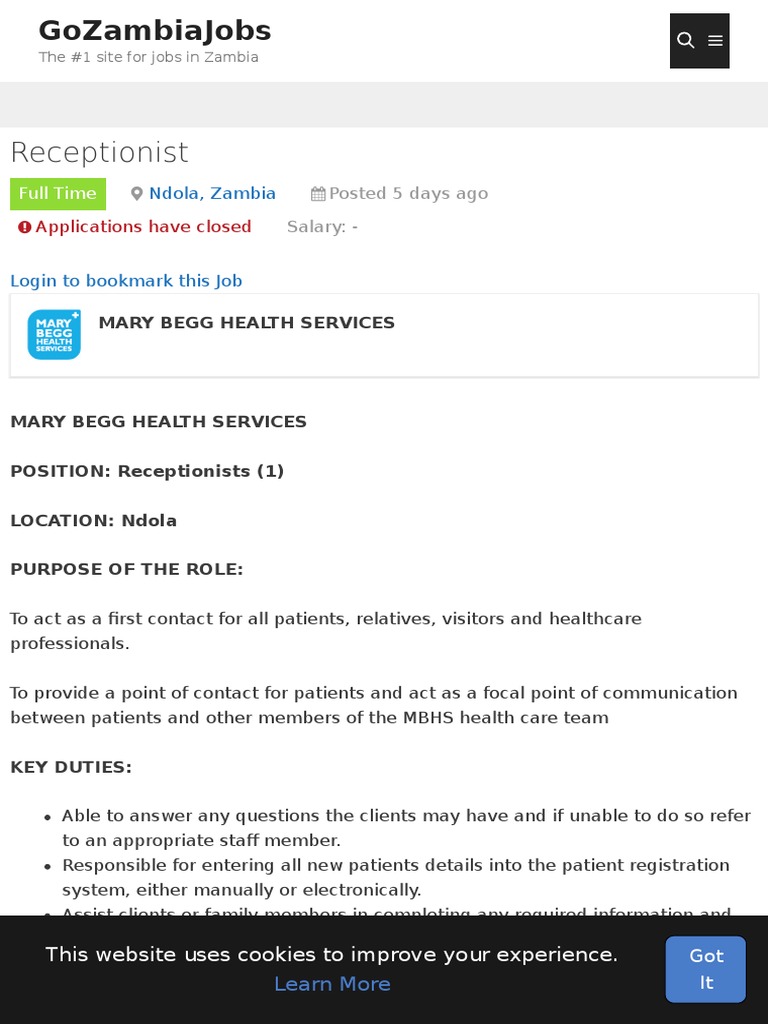 Receptionist: Applications Have Closed | Pdf | Medical Record | Patient