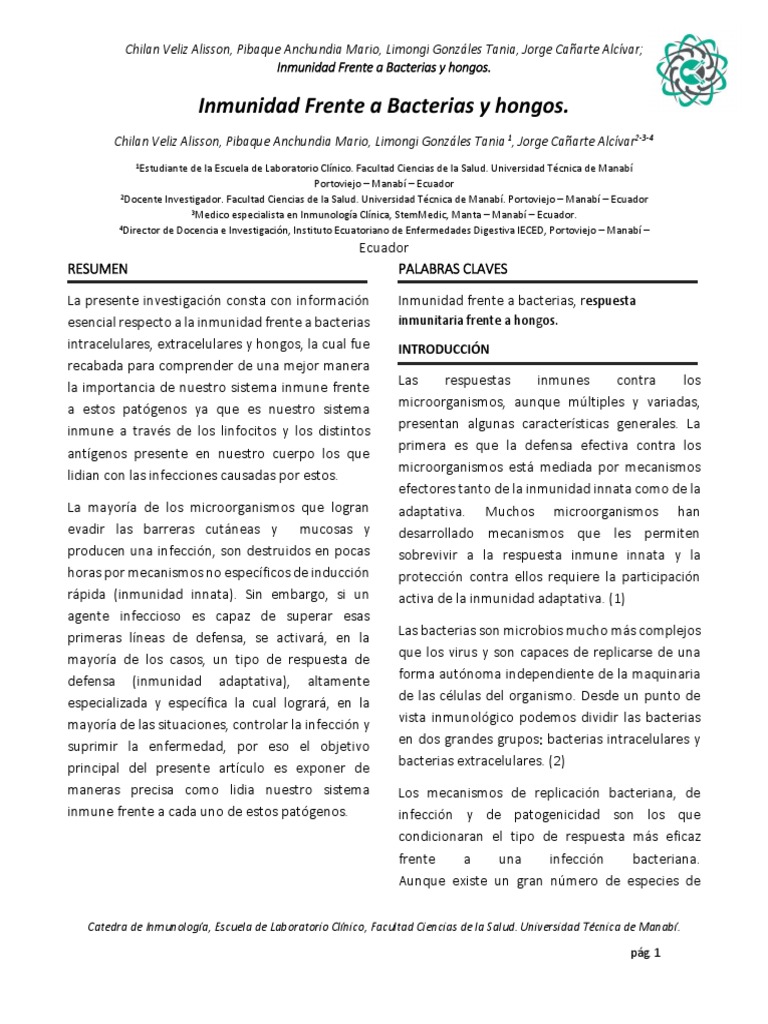 Inmunidad Frente A Bacterias y Hongos | PDF | Sistema inmune | T Helper Cell