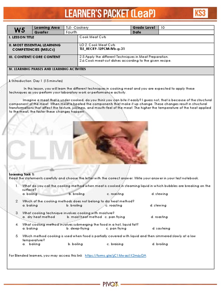 TLE-Cookery 10 Fourth | PDF | Grilling | Roasting
