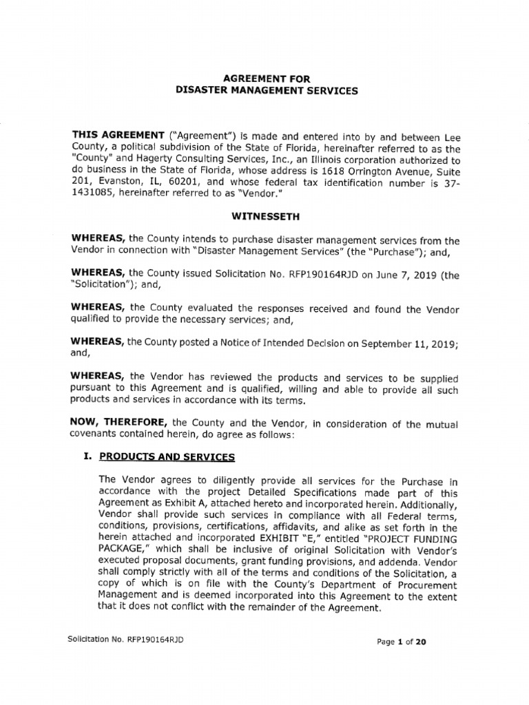 Fully Executed Agreement - Rfp190164rjd | PDF | Emergency Management ...