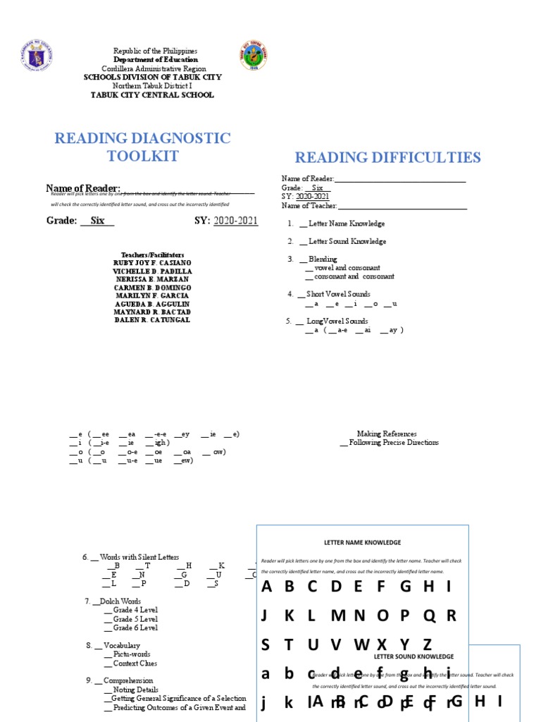 Reading Diagnostic Toolkit: An Assessment of Reading Difficulties ...