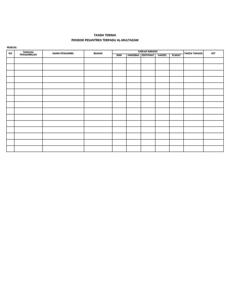 Tanda Terima Map Handbag Vandel Sertifikat Pondok | PDF