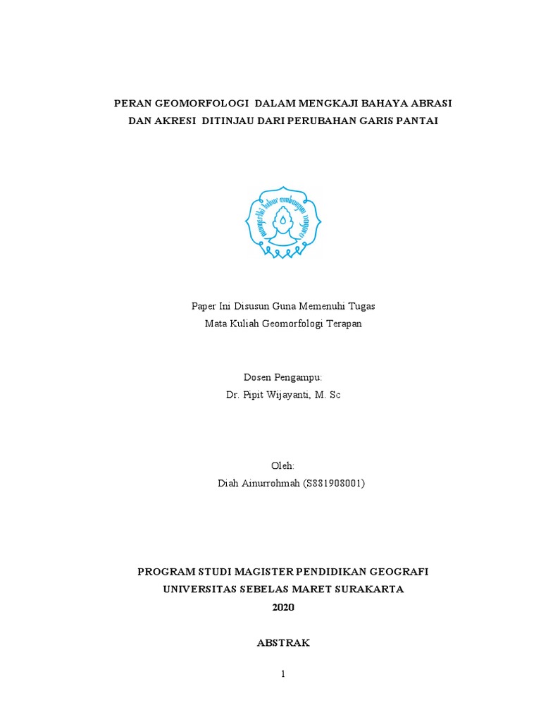 Peran Geomorfologi Dalam Mengkaji Bahaya Abrasi Dan Akresi Ditinjau ...