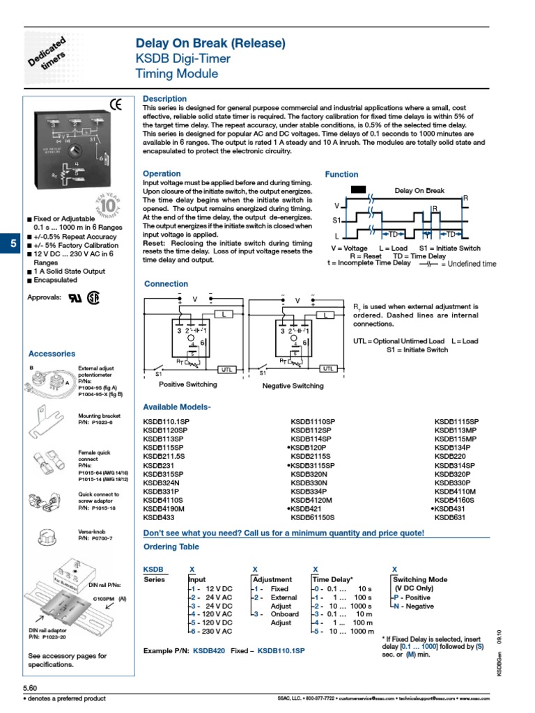 Delay On Break (Release) KSDB Digi-Timer Timing Module - SSAC | PDF ...