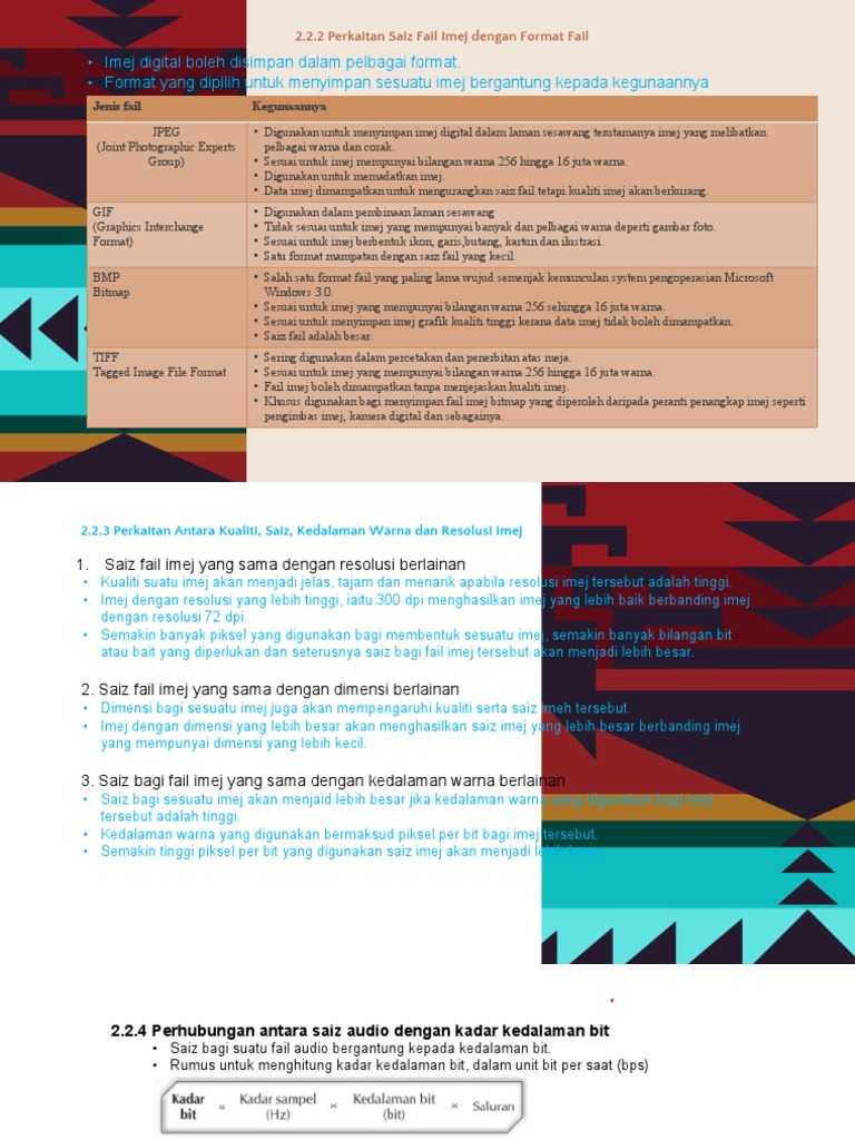 ASK TINGKATAN 1 BAB 2.2.2 - 2.2.6 Saiz Imej Dan Format Fail | PDF